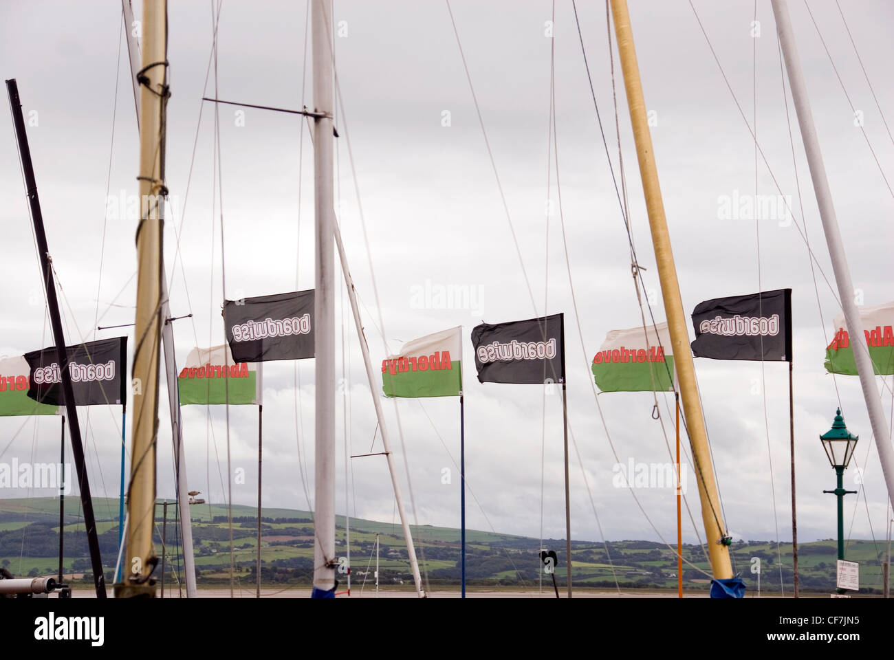 Flags Flying Amid Ship Masts, Aberdyfi / Aberdovey, Snowdonia National ...