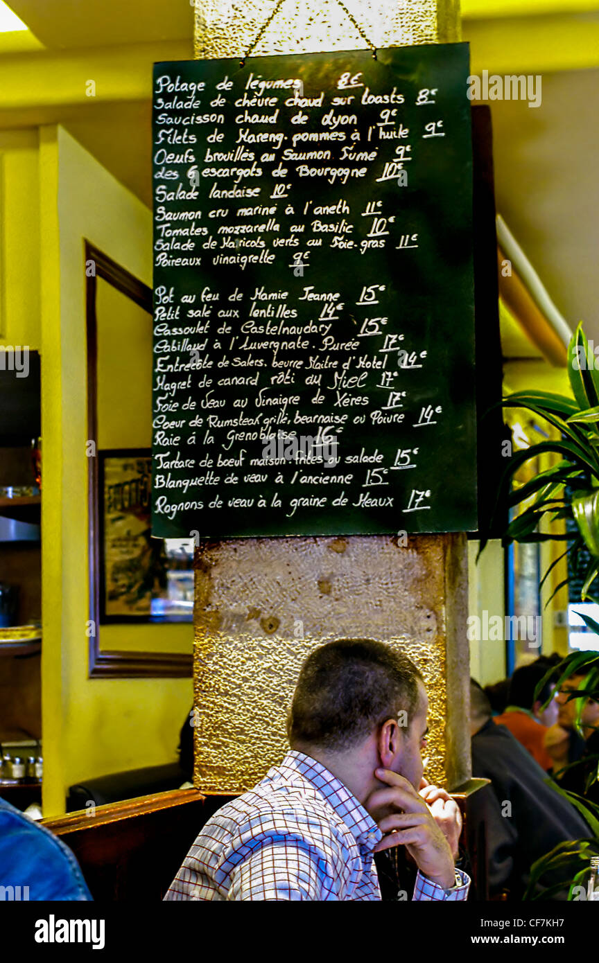 PARIS, France - Handwritten Menu on Blackboard in Dining Room of French ...