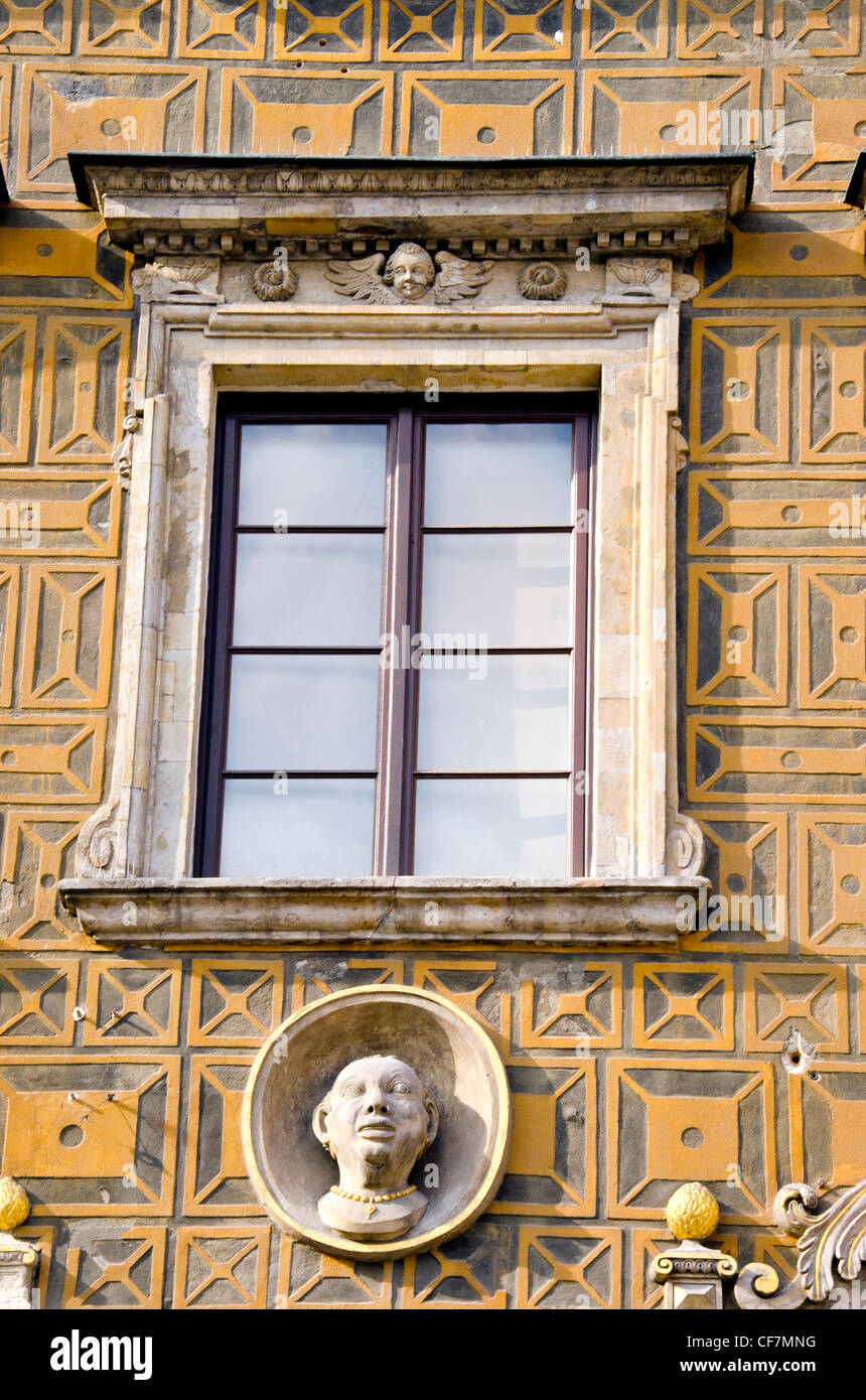 old town ornamental wall and window background Stock Photo - Alamy