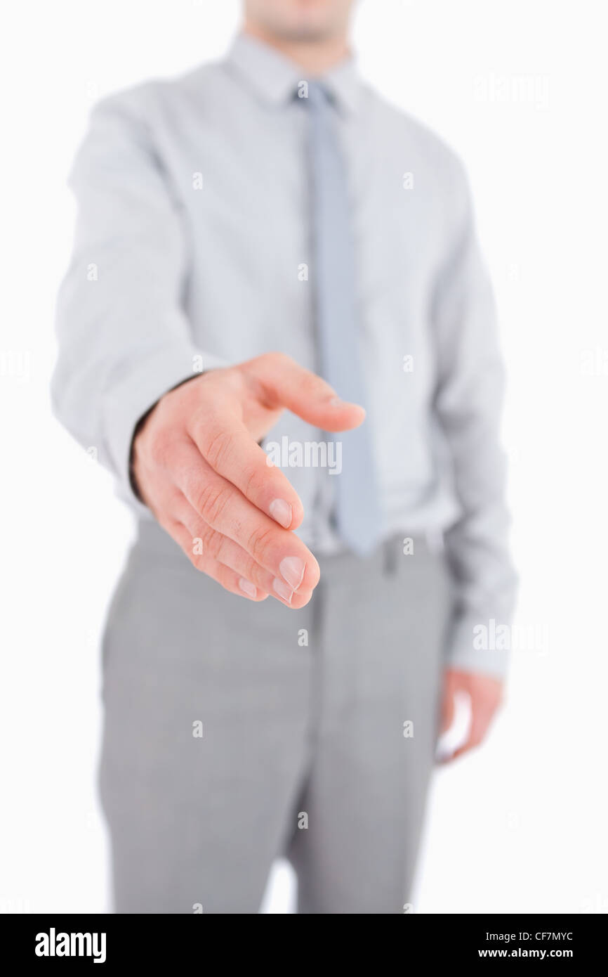 Portrait of a businessman giving a helping hand Stock Photo - Alamy