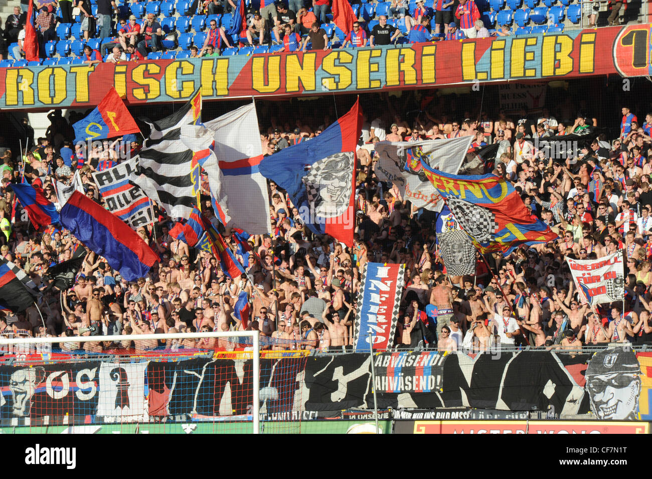 Football, Soccer, Switzerland, Basel, fans, flags, spectators, sport ...