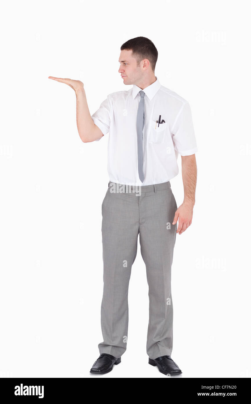 Portrait of an office worker holding something Stock Photo - Alamy