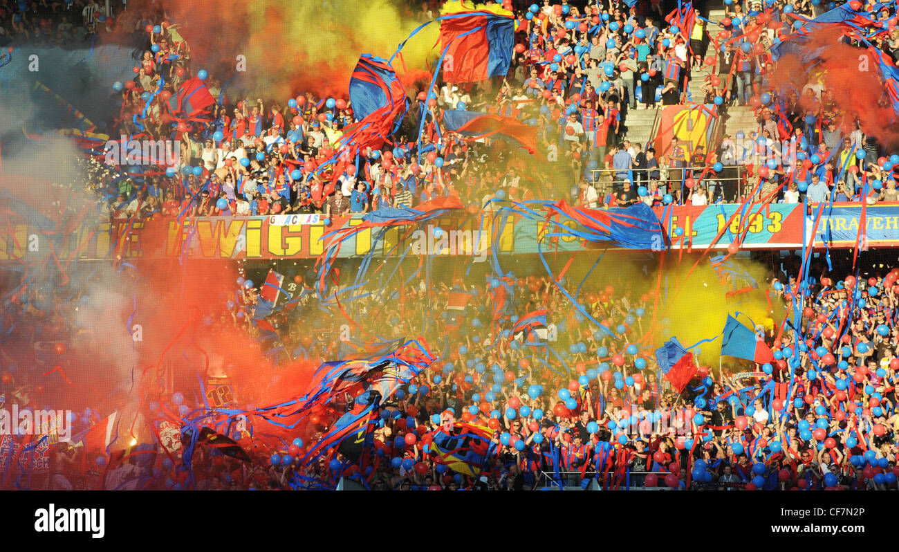 Football, Soccer, Switzerland, Basel, fans, flags, spectators, sport ...