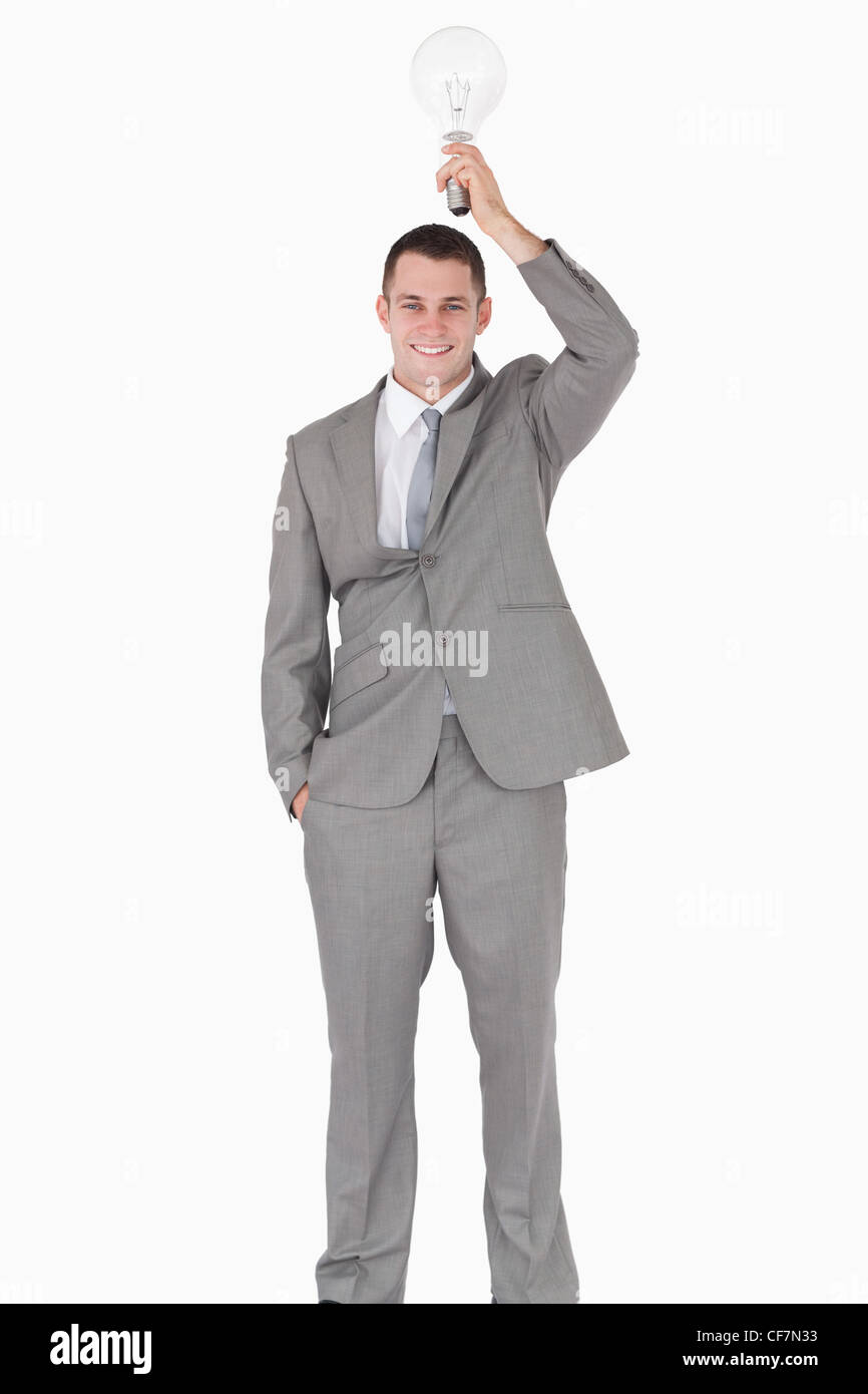 Man light bulb above head Cut Out Stock Images & Pictures - Alamy