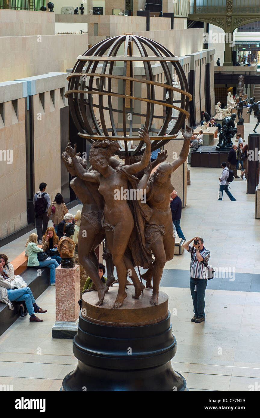 Paris, France - Overview, Large Crowd Visiting Inside on Floor, Orsay ...