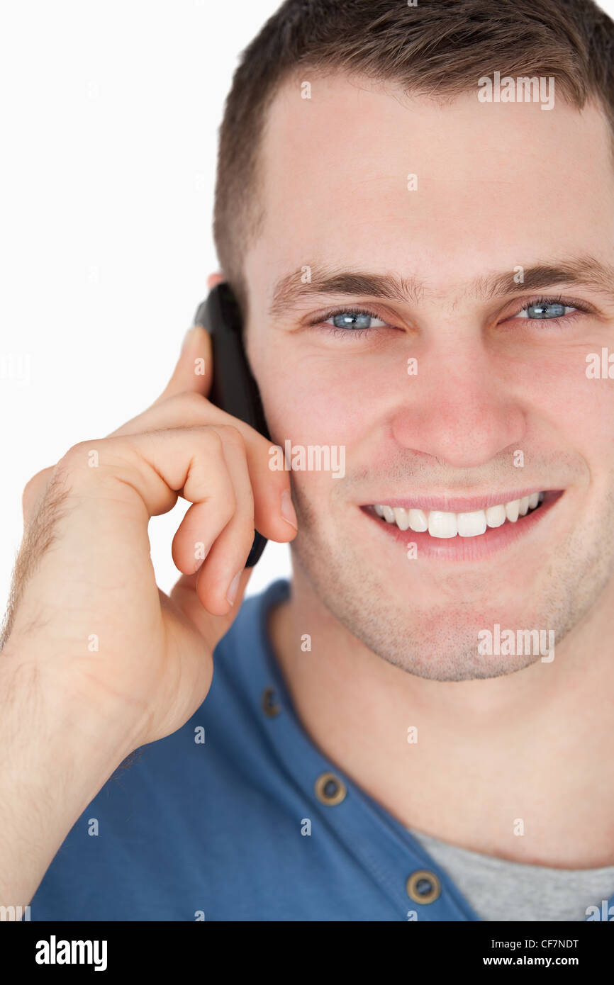 Portrait man on the phone Stock Photo - Alamy