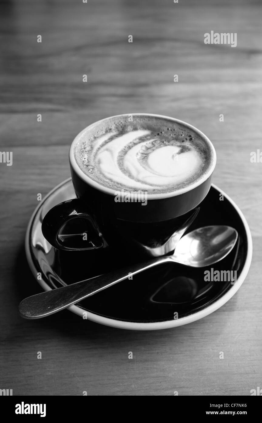 Flat White Coffee with Standard or Simple Rosetta Artistic Design in ...