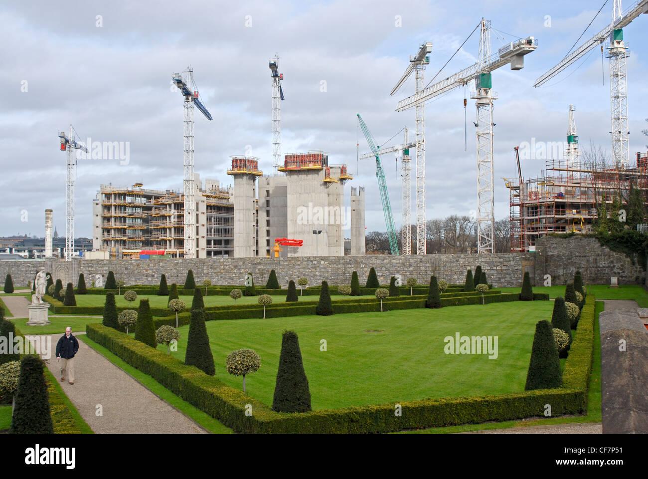 Tower cranes & topiary, Kilmainham,Dublin Stock Photo - Alamy