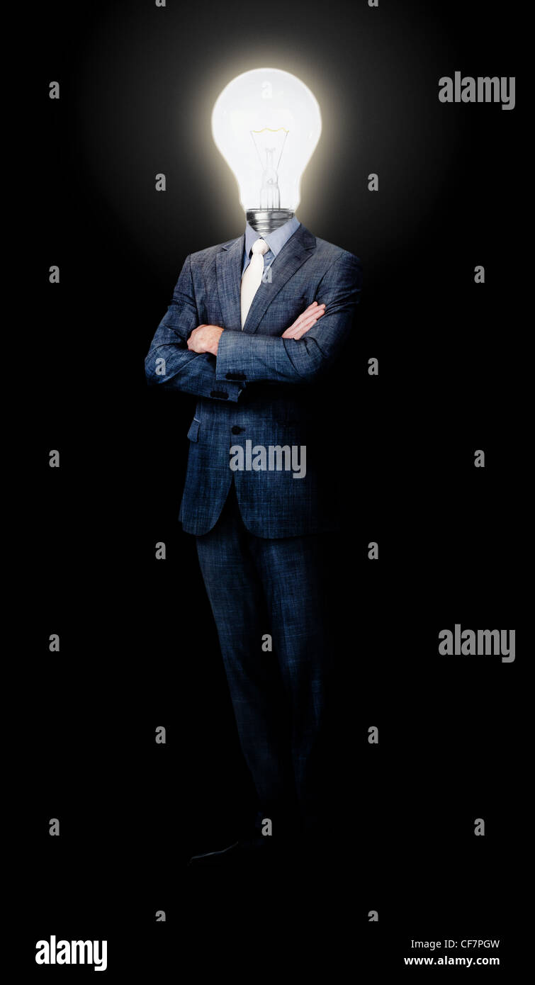 Lamp head businessman Stock Photo - Alamy