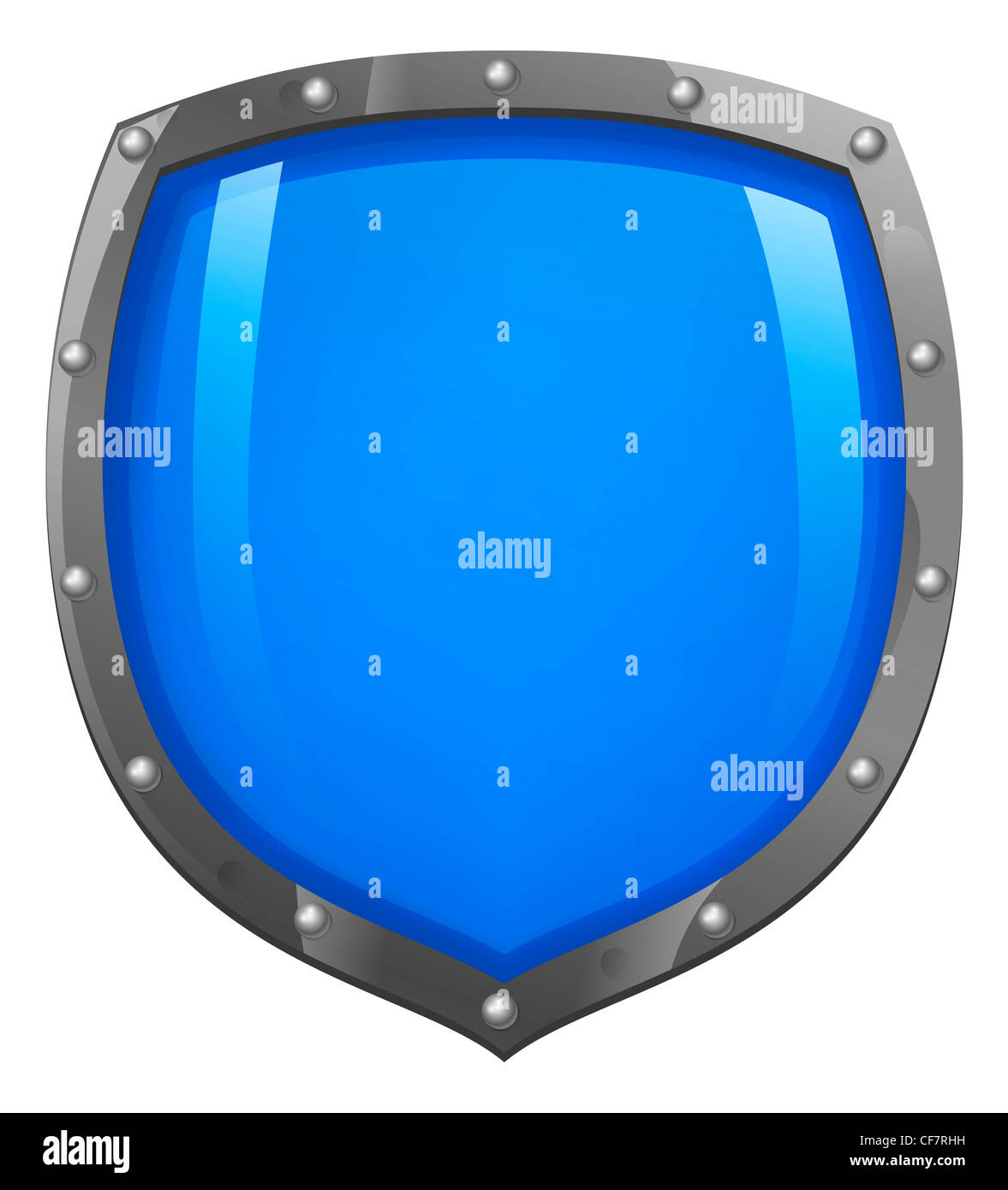 A glossy, shiny blue shield illustration. Concept for defence or ...