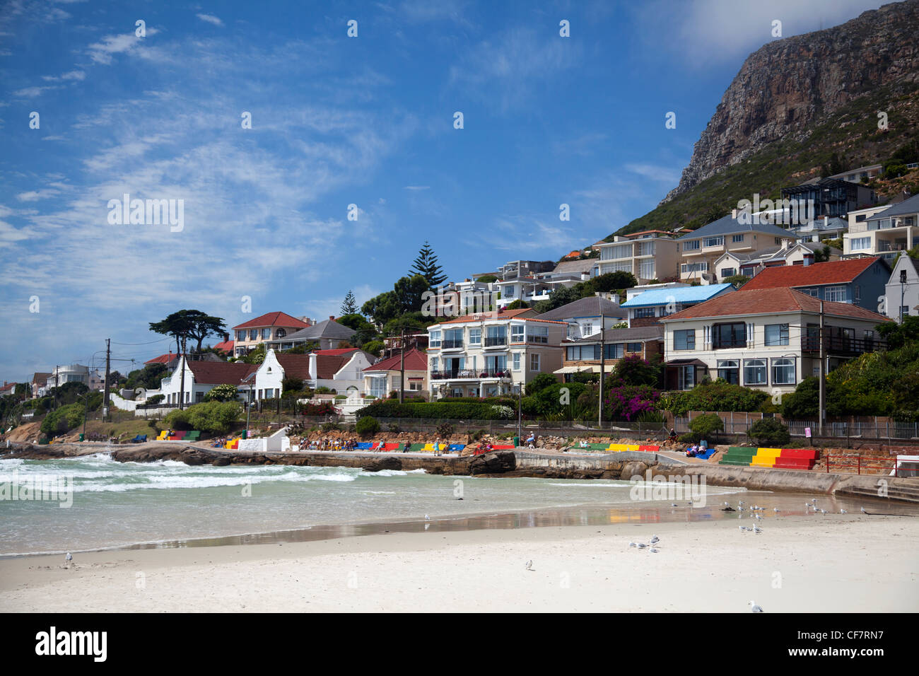 Fish Hoek Bay with walkway along the side - Cape Town Stock Photo - Alamy