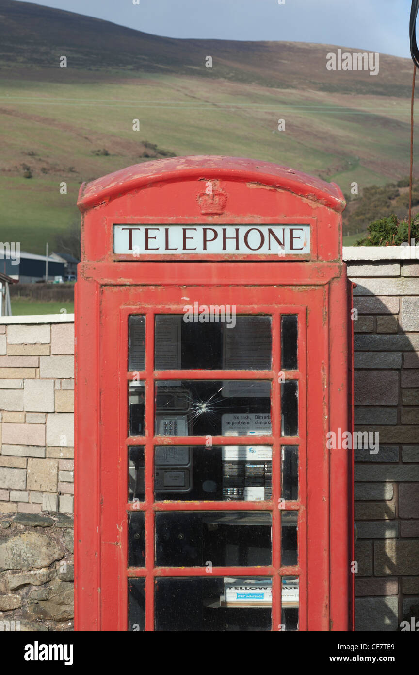 Red phone box in a Welsh valley Stock Photo - Alamy