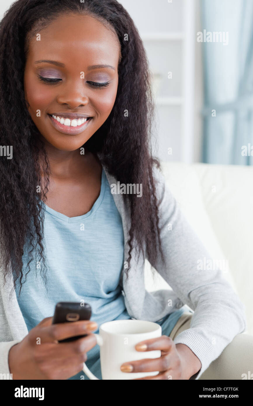 Close up of woman texting Stock Photo - Alamy