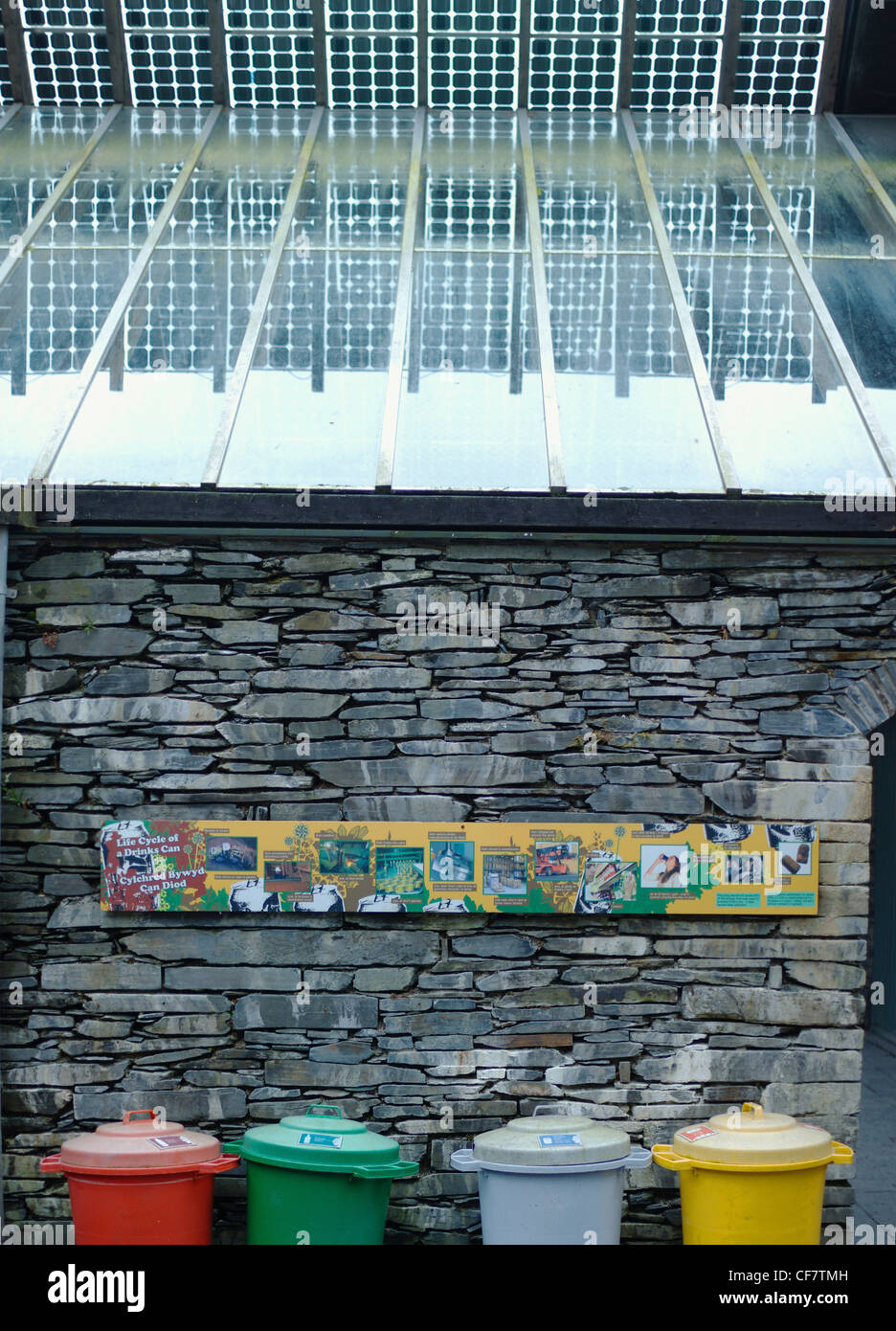 recycling bins and solar panels at the Centre for Alternative ...