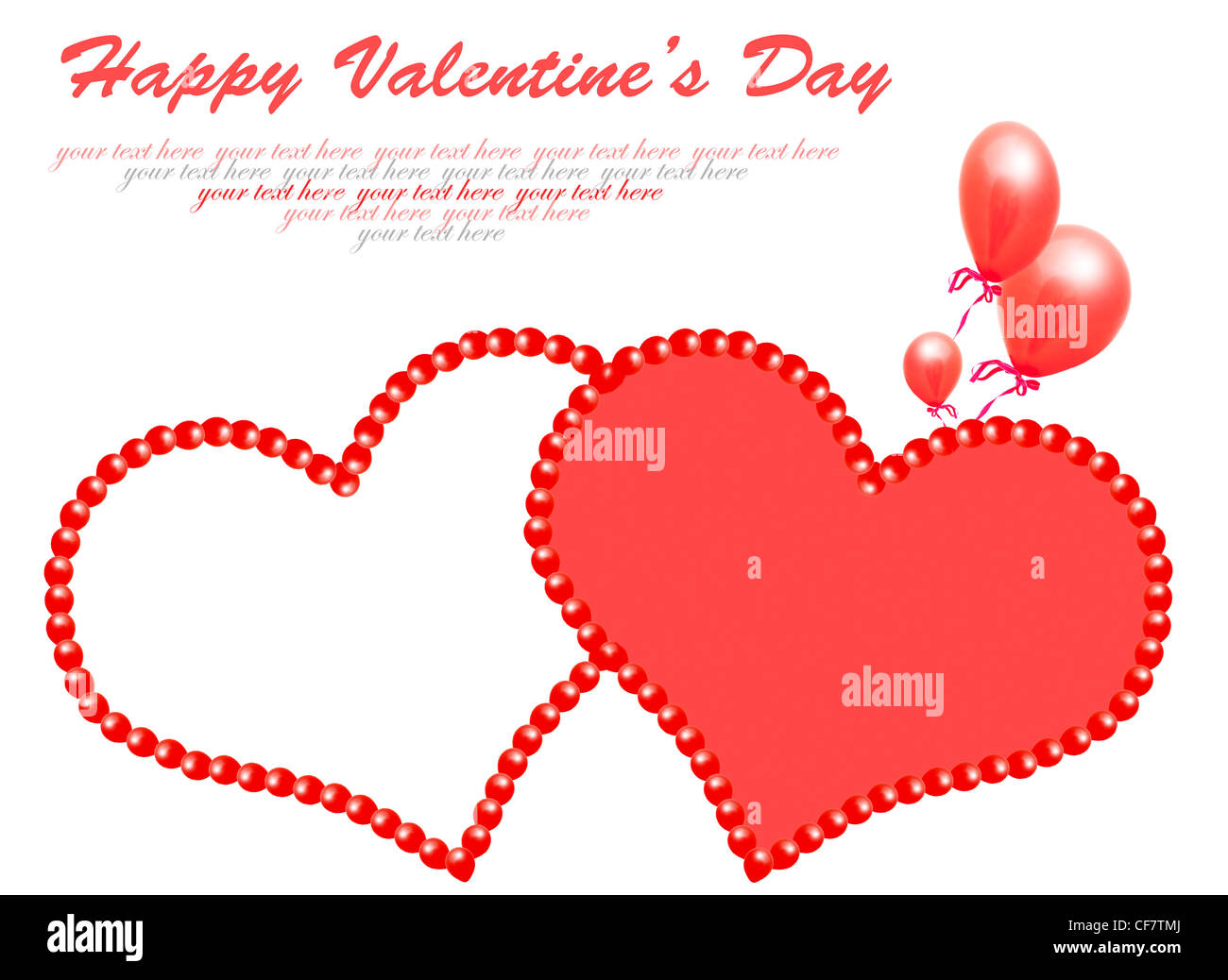 Valentine's day hearts theme design with room for text.Isolated on ...