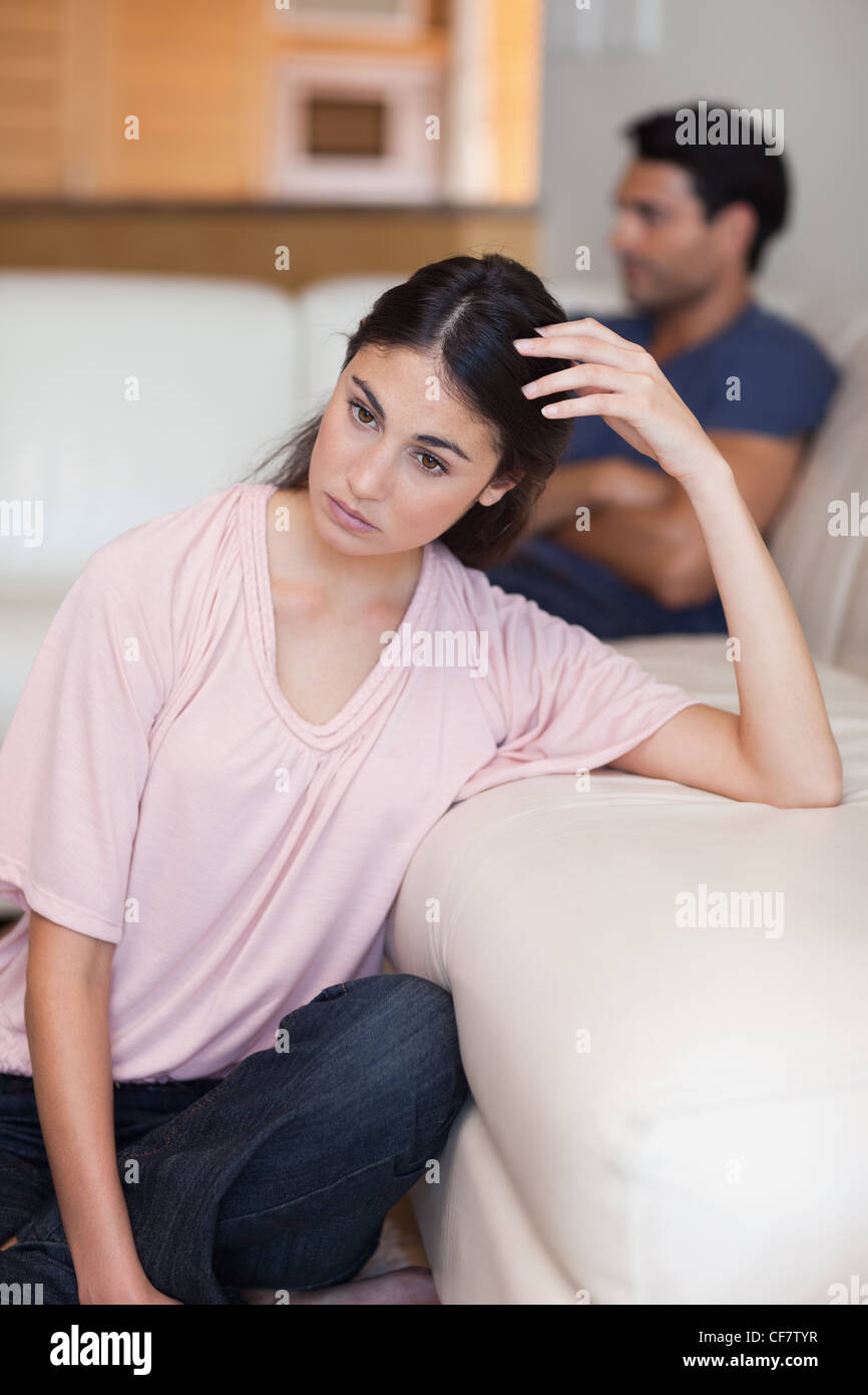 Portrait of a depressed couple after an argument Stock Photo - Alamy