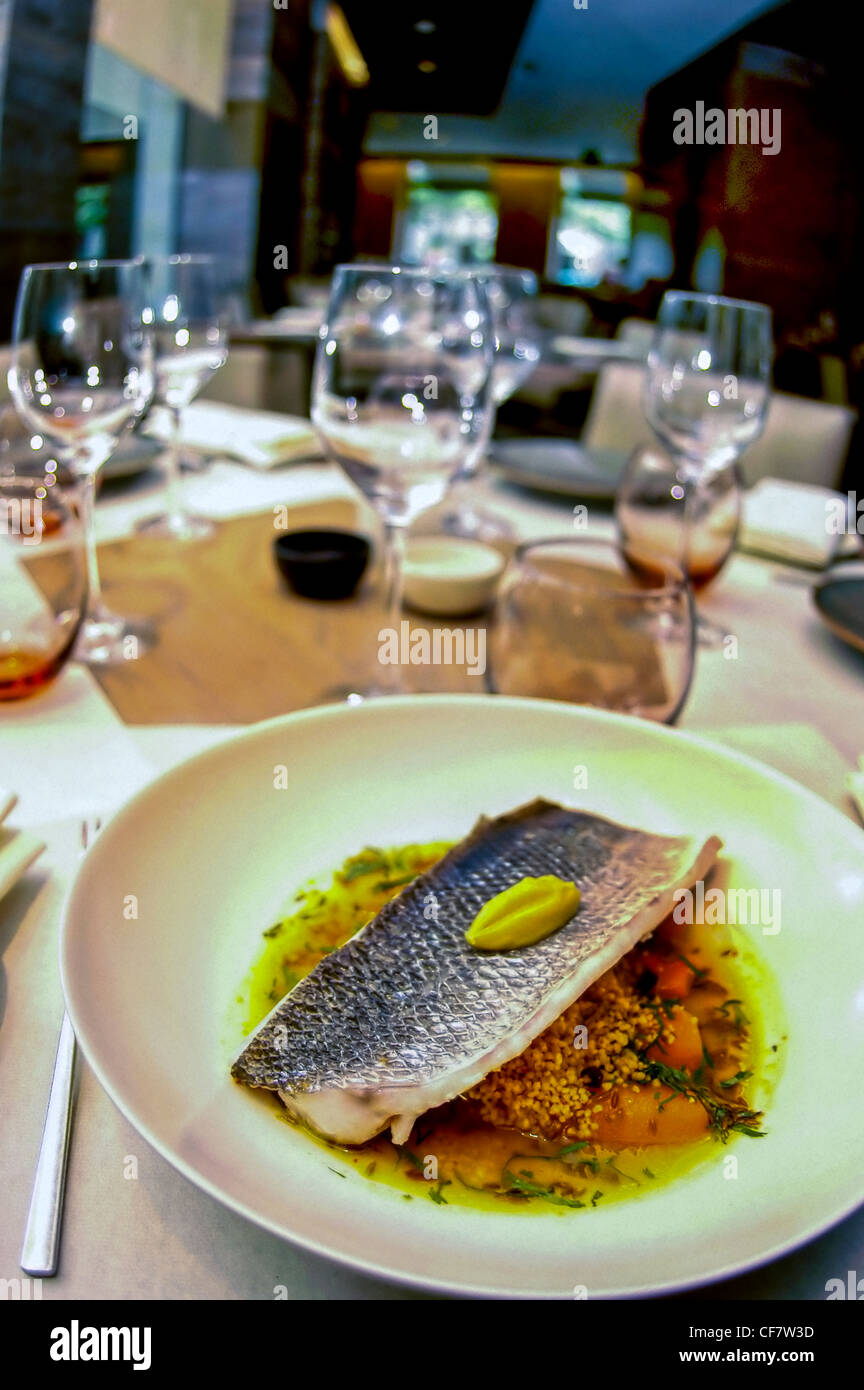 PARIS, France - Detail, Curry Fish Plate, in Trendy French Restaurant ...