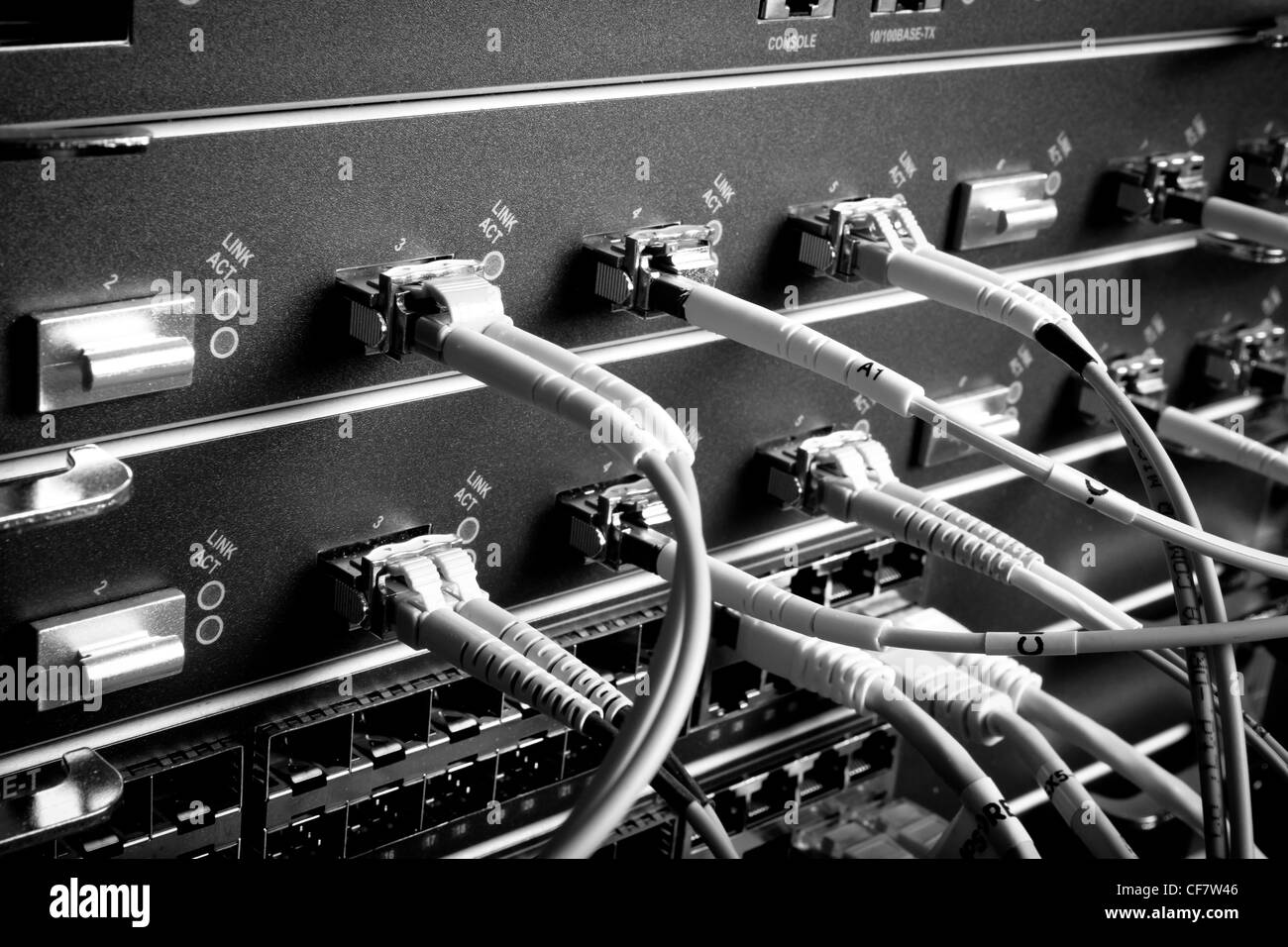 optic fiber cables connected to data center Stock Photo - Alamy