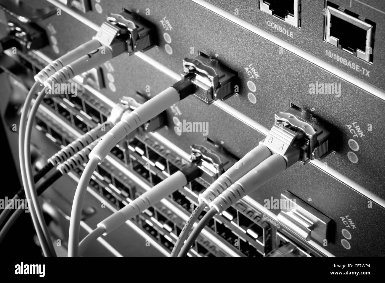 optic fiber cables connected to data center Stock Photo - Alamy