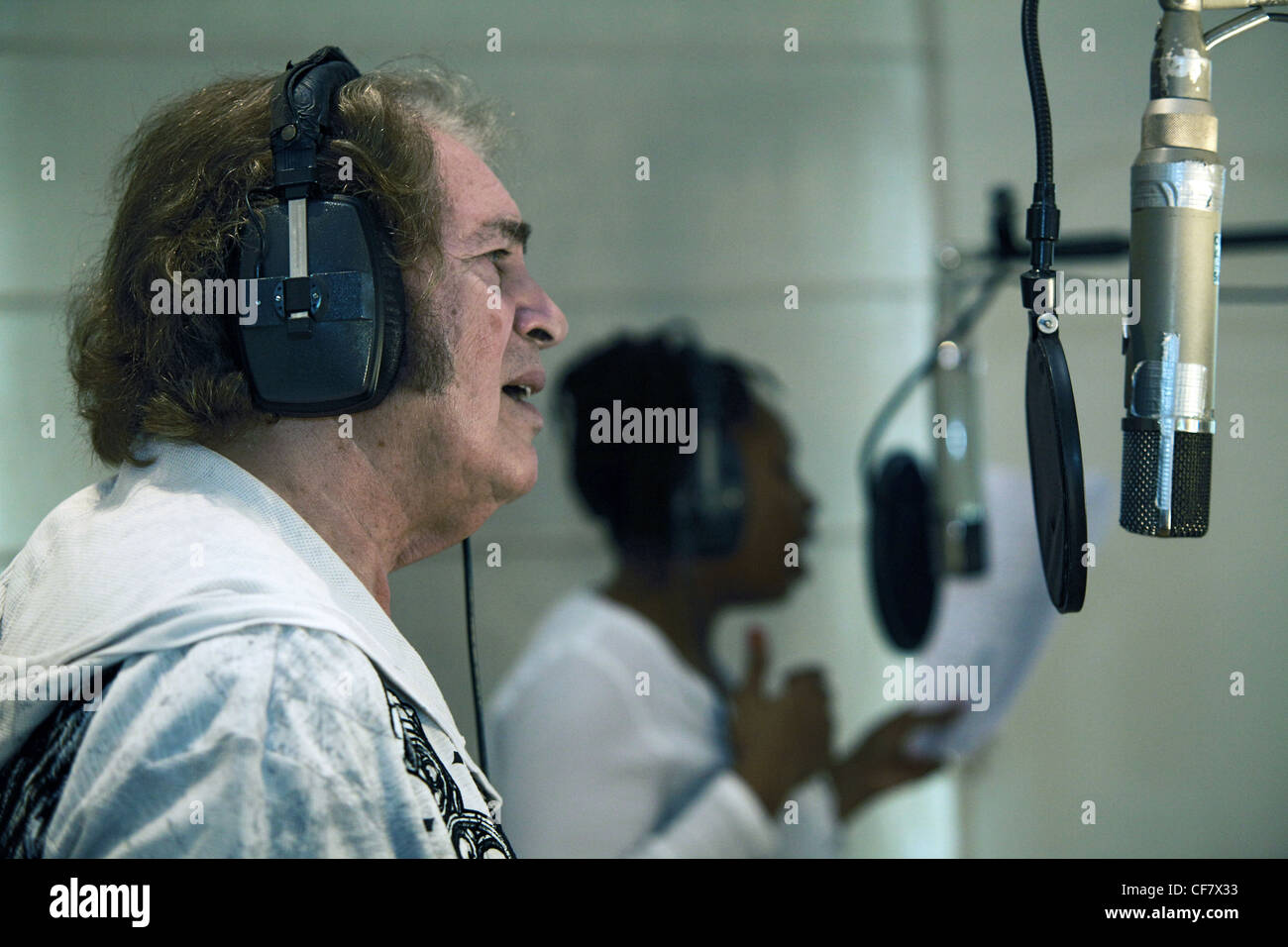 Engelbert Humperdinck UKs Eurovision entery singing in a recording ...