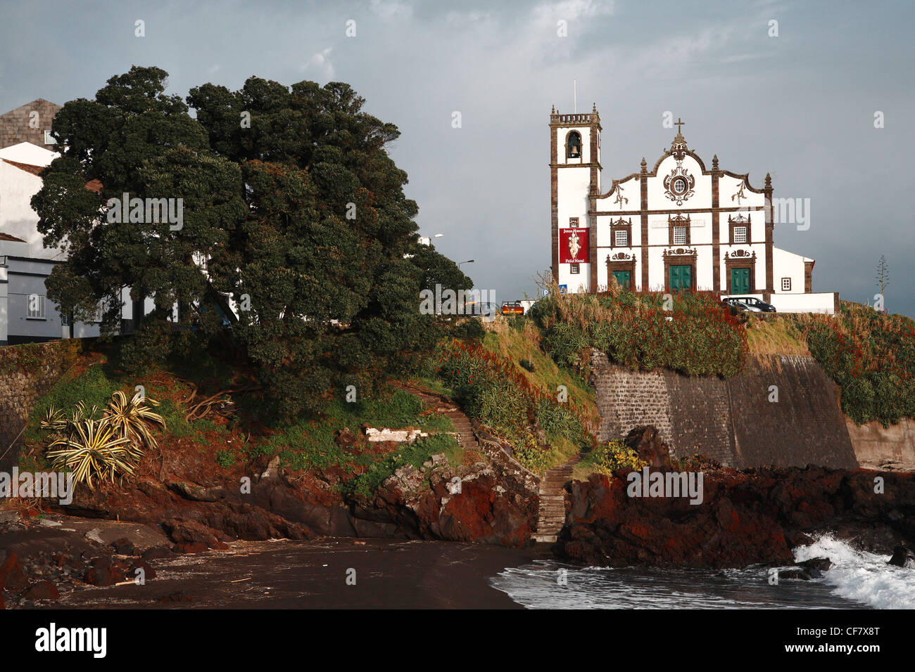 Church in the parish of Sao Roque, Sao Miguel island, Azores islands ...