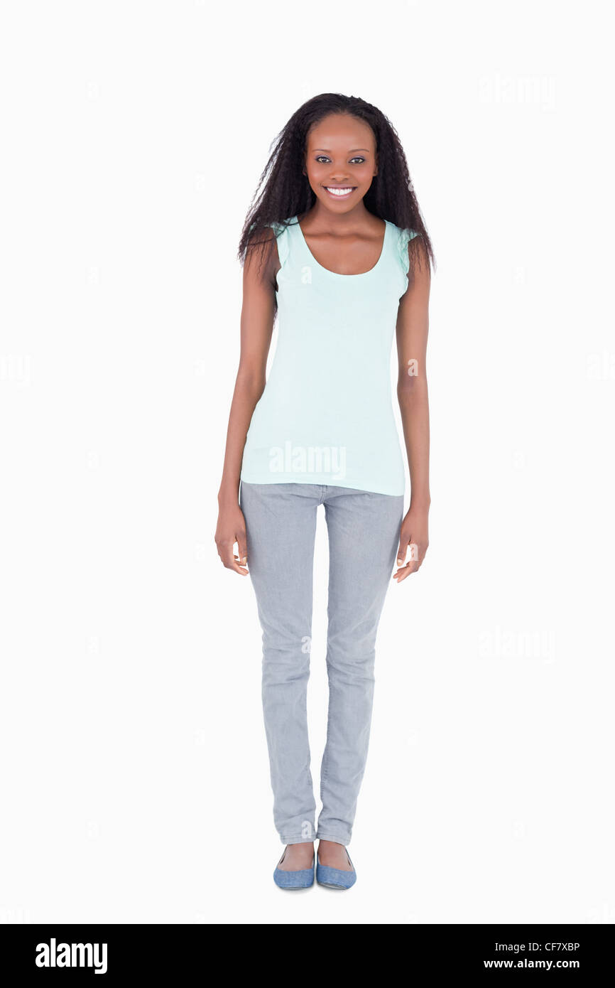 Woman on white background Stock Photo - Alamy