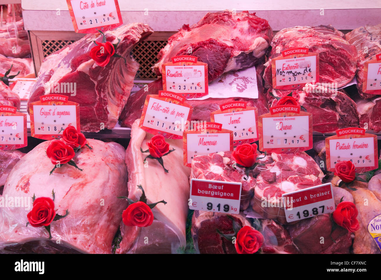 Europe, France, Normandy, Honfleur, Meat Shop, Meat, Pork, Lamb, Beef ...