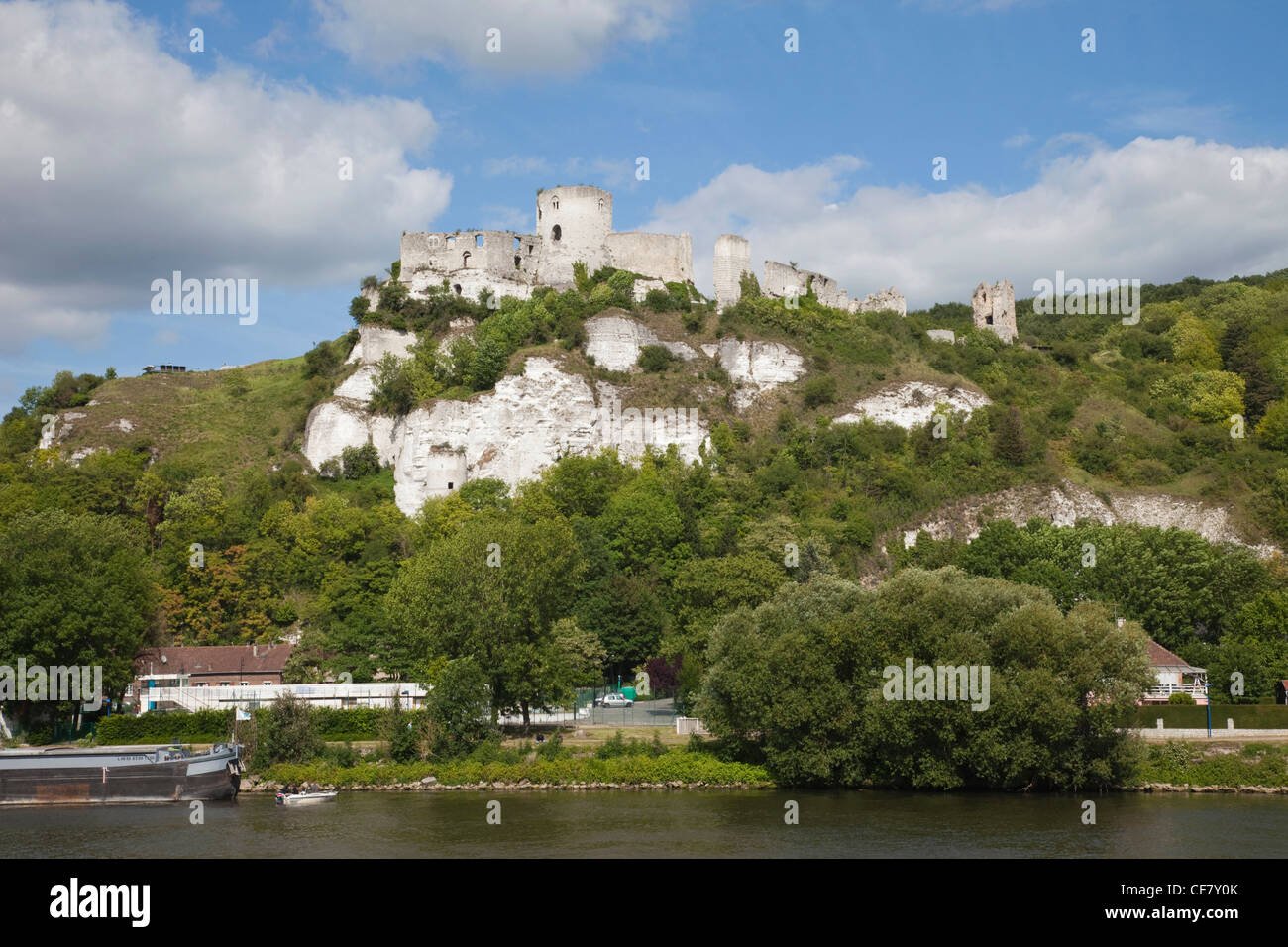 Europe, France, Les Andelys, Gaillard Castle, Chateau Gaillard, River ...