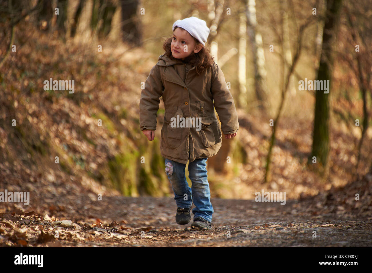 Children playing in autumn forest Stock Photo - Alamy