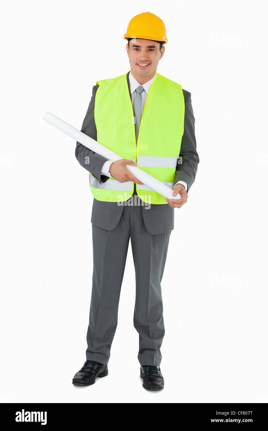 Engineering man standing white Cut Out Stock Images & Pictures - Alamy