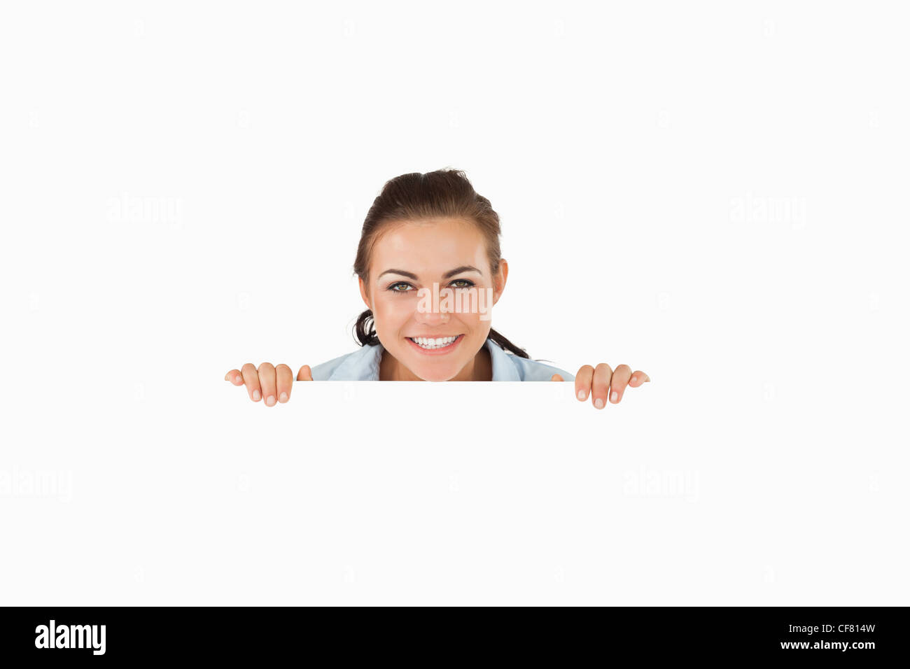 Woman smiling over isolated Cut Out Stock Images & Pictures - Alamy