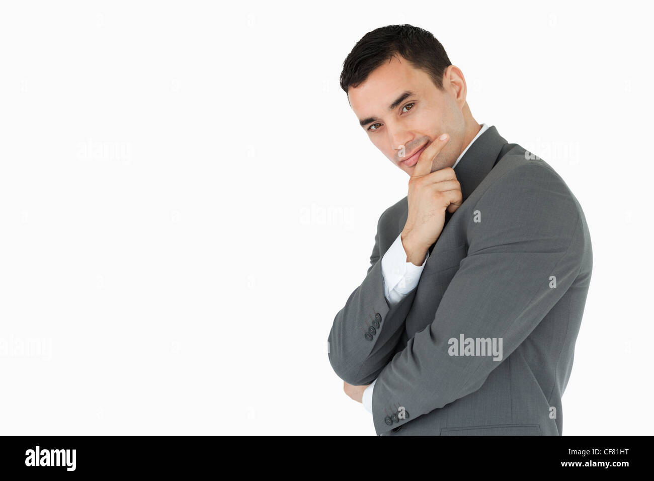 Side view of thinking businessman Stock Photo - Alamy