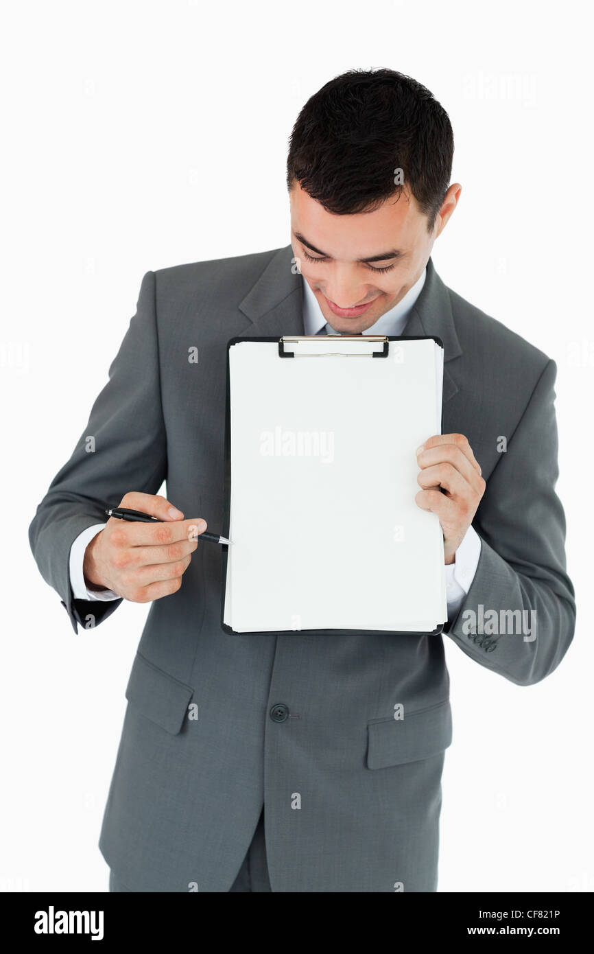 Businessman explaining his notes Stock Photo - Alamy