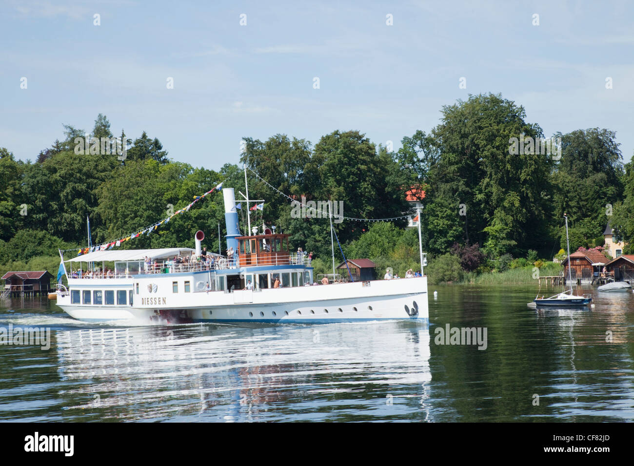 Europe, Germany, Bavaria, Ammersee, Lake Ammersee, Tour Boat, Boat ...