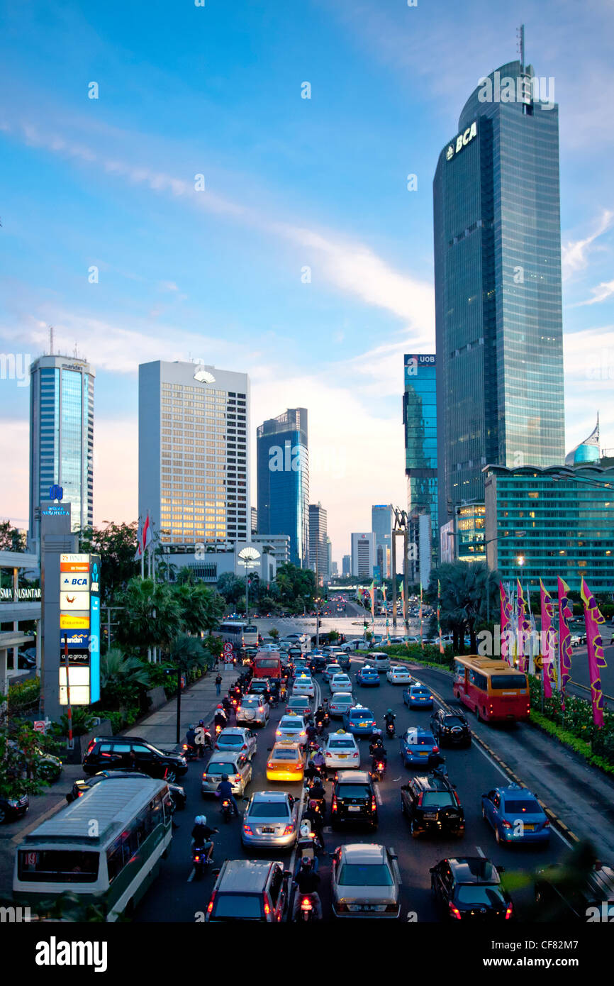 Indonesia, Asia, Jakarta, city, Mohammad Husni Thamrin, Avenue, traffic jam, big city, rush hour ...