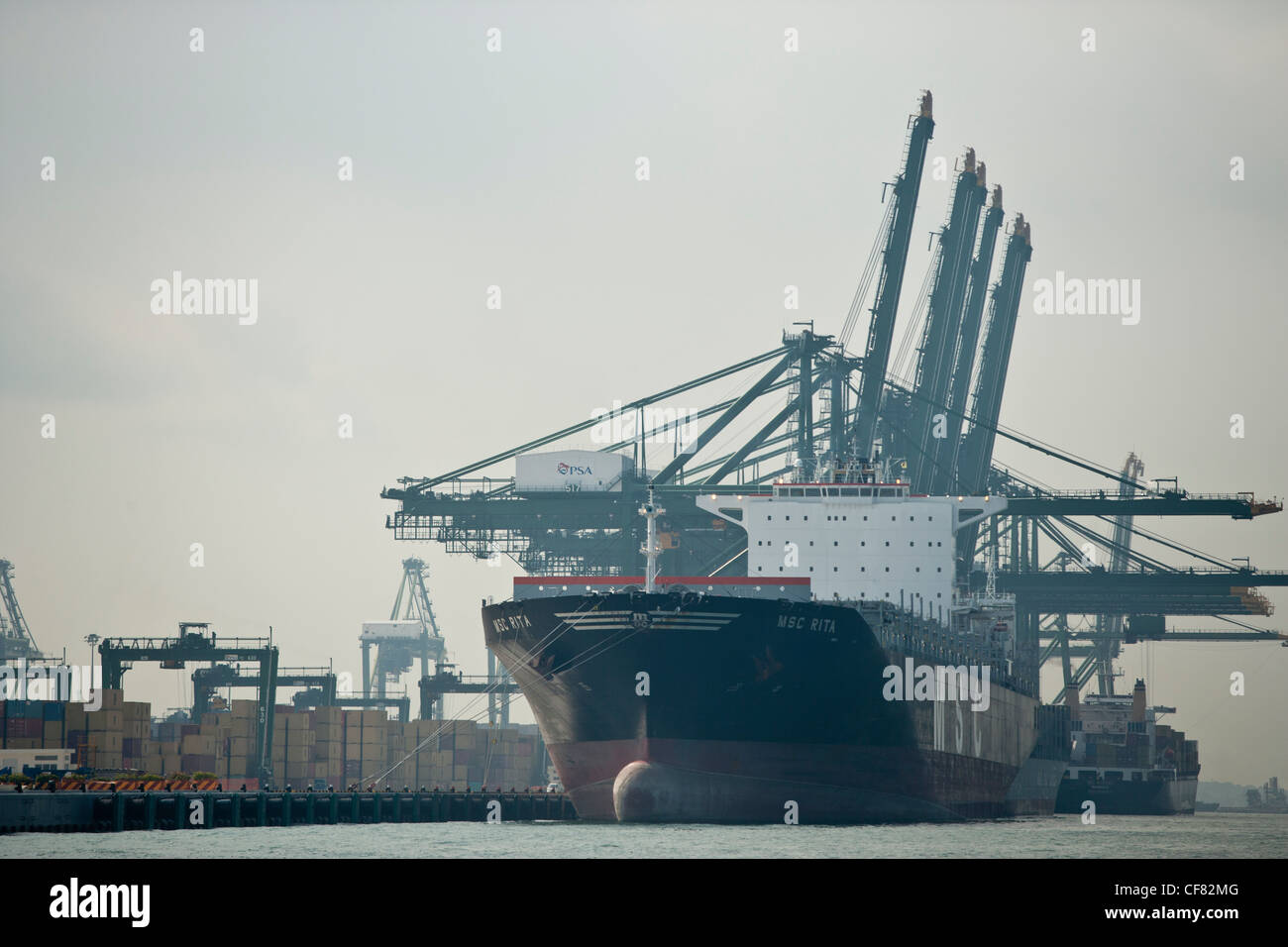 Container ships are seen moored at the Pasir Panjang terminal of the ...