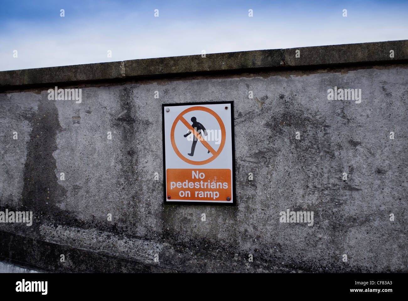 No pedestrians on ramp road sign Stock Photo - Alamy