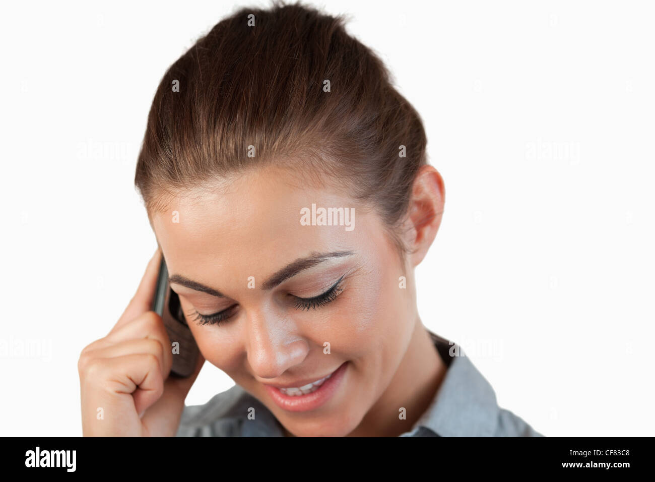 Beautiful shy young woman talk hi-res stock photography and images - Alamy