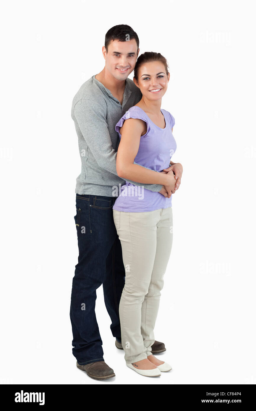 Side view happy caucasian friends Cut Out Stock Images & Pictures - Alamy