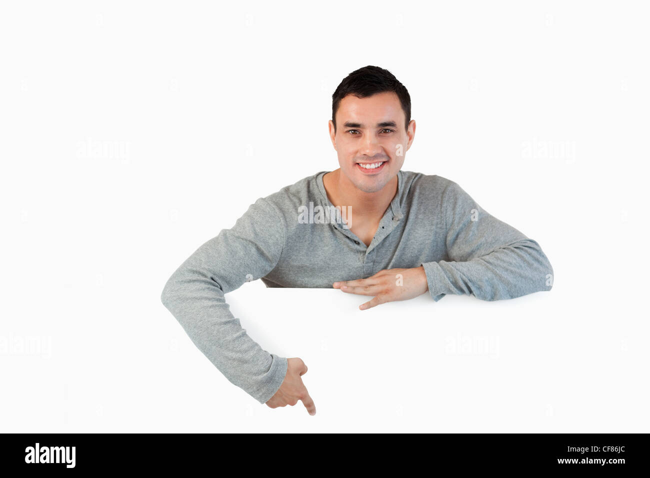 Male pointing at display Cut Out Stock Images & Pictures - Alamy