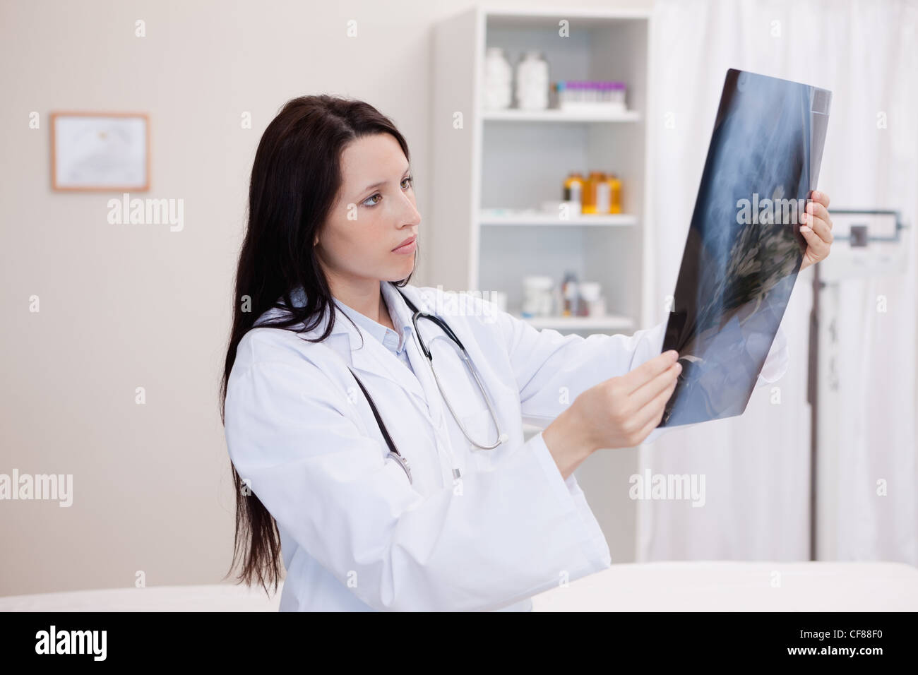 Doctor looking at a set of X-ray Stock Photo - Alamy