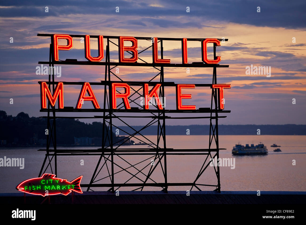 Seattle public market with ferry hi-res stock photography and images ...
