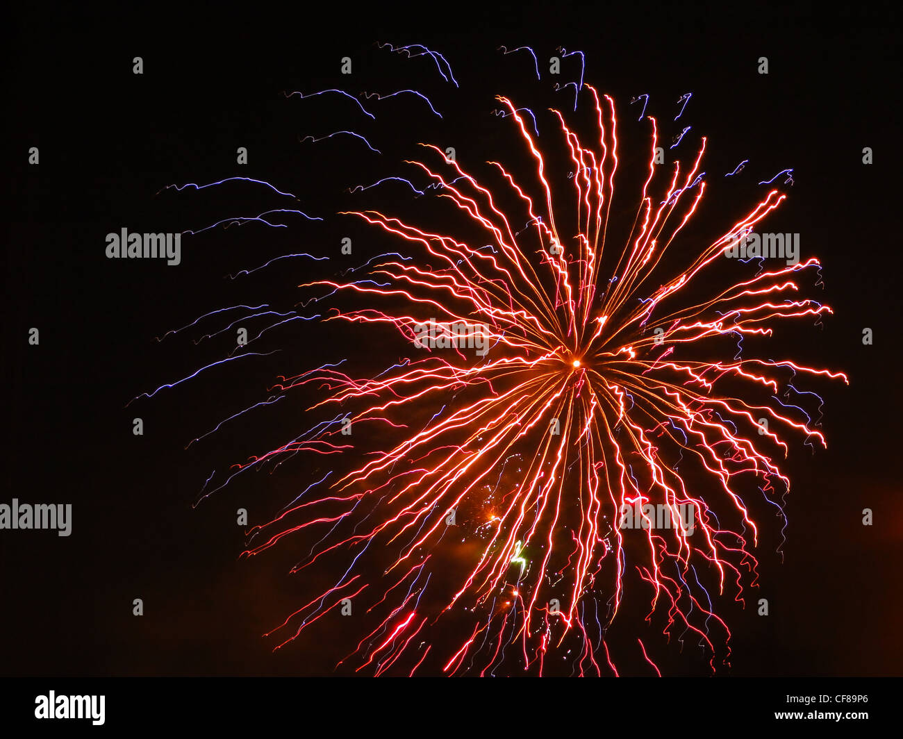 Red and Blue Fireworks Stock Photo - Alamy