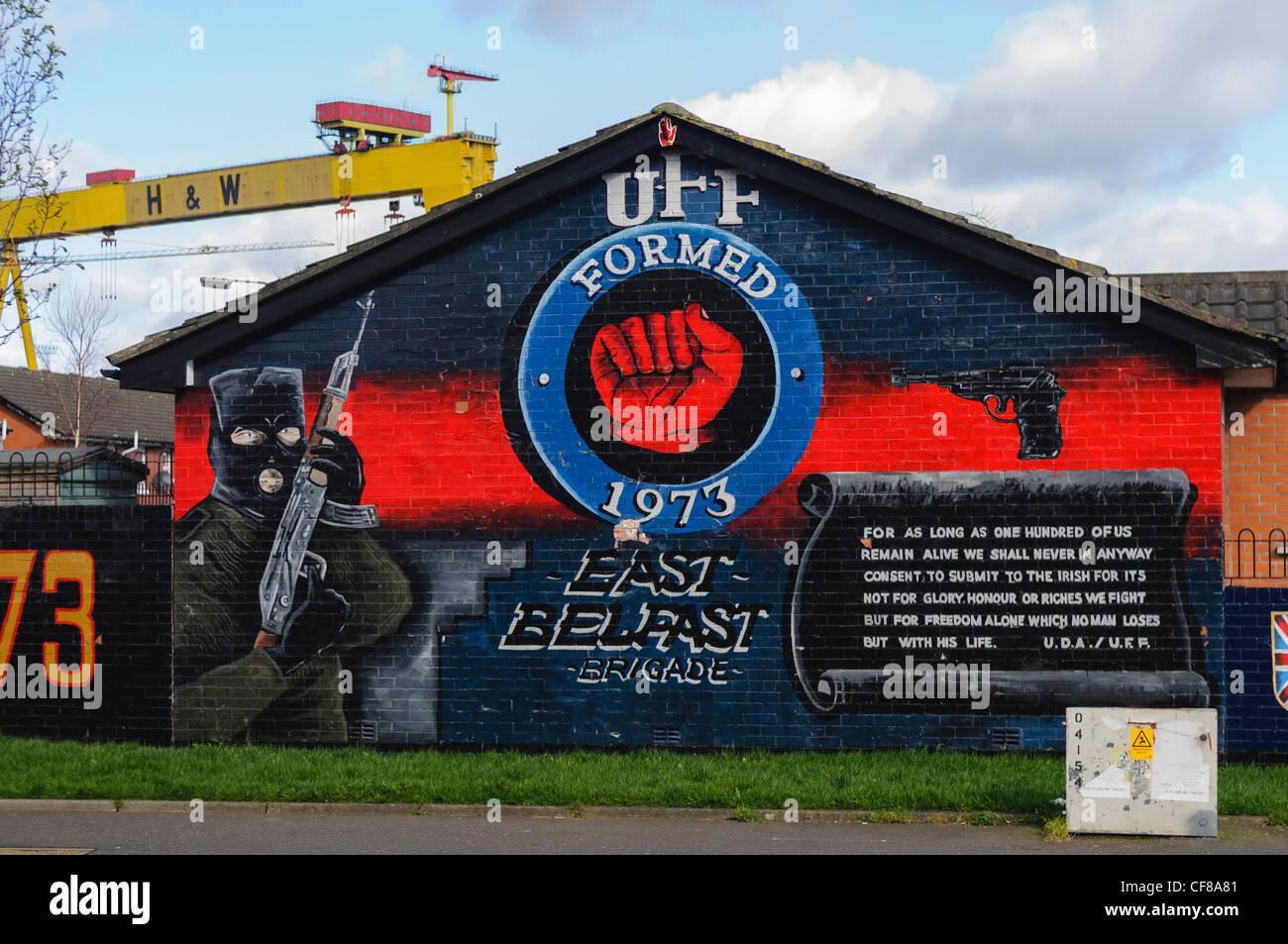Loyalist Murals at "Freedom Corner", Newtownards Road, Belfast Stock ...