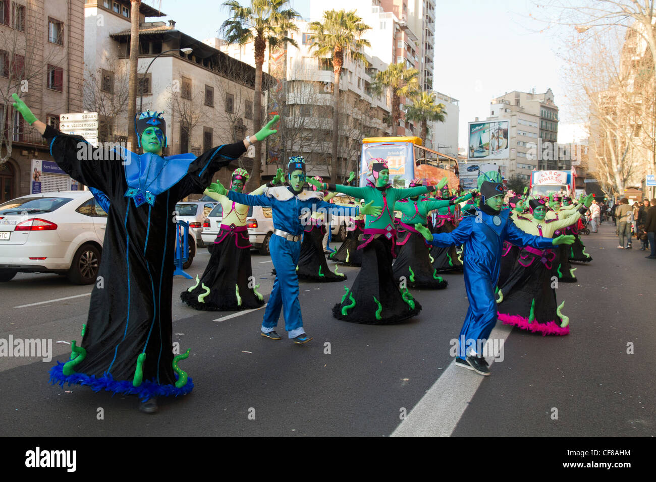 People masked street Carnival Mallorca Spain Stock Photo - Alamy