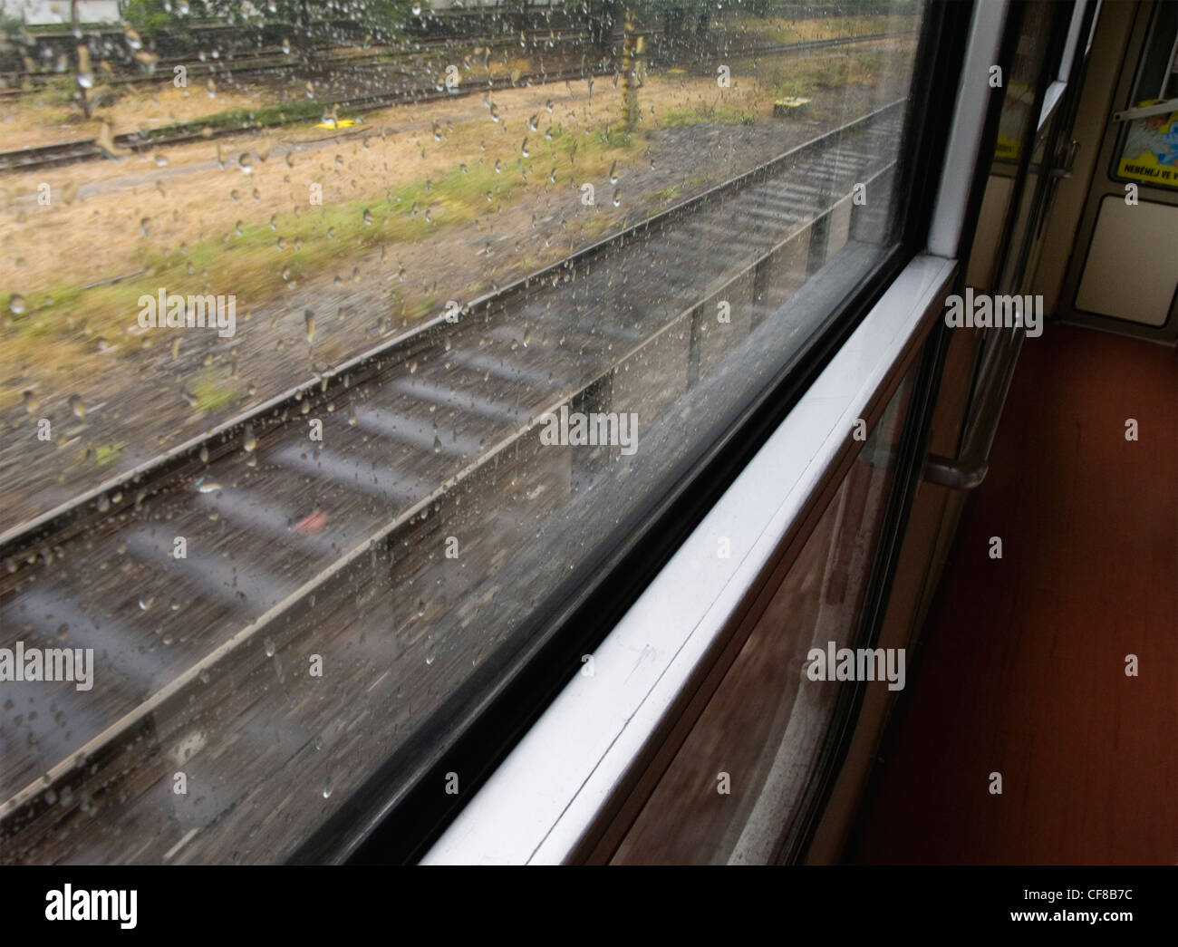 rain drops on train window Stock Photo - Alamy
