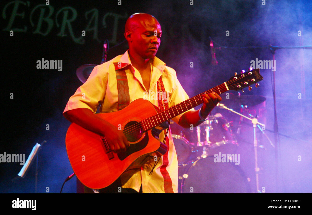 South African, guitarist and gospel, singer, Rebecca Malope performed ...