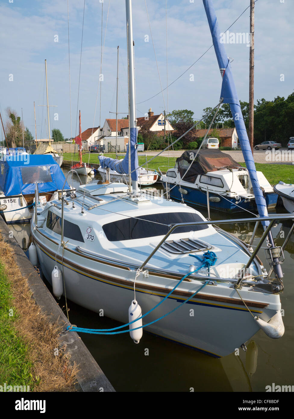 Boats Moored at Hickling Parish Staithe Norfolk UK with the Pleasure ...