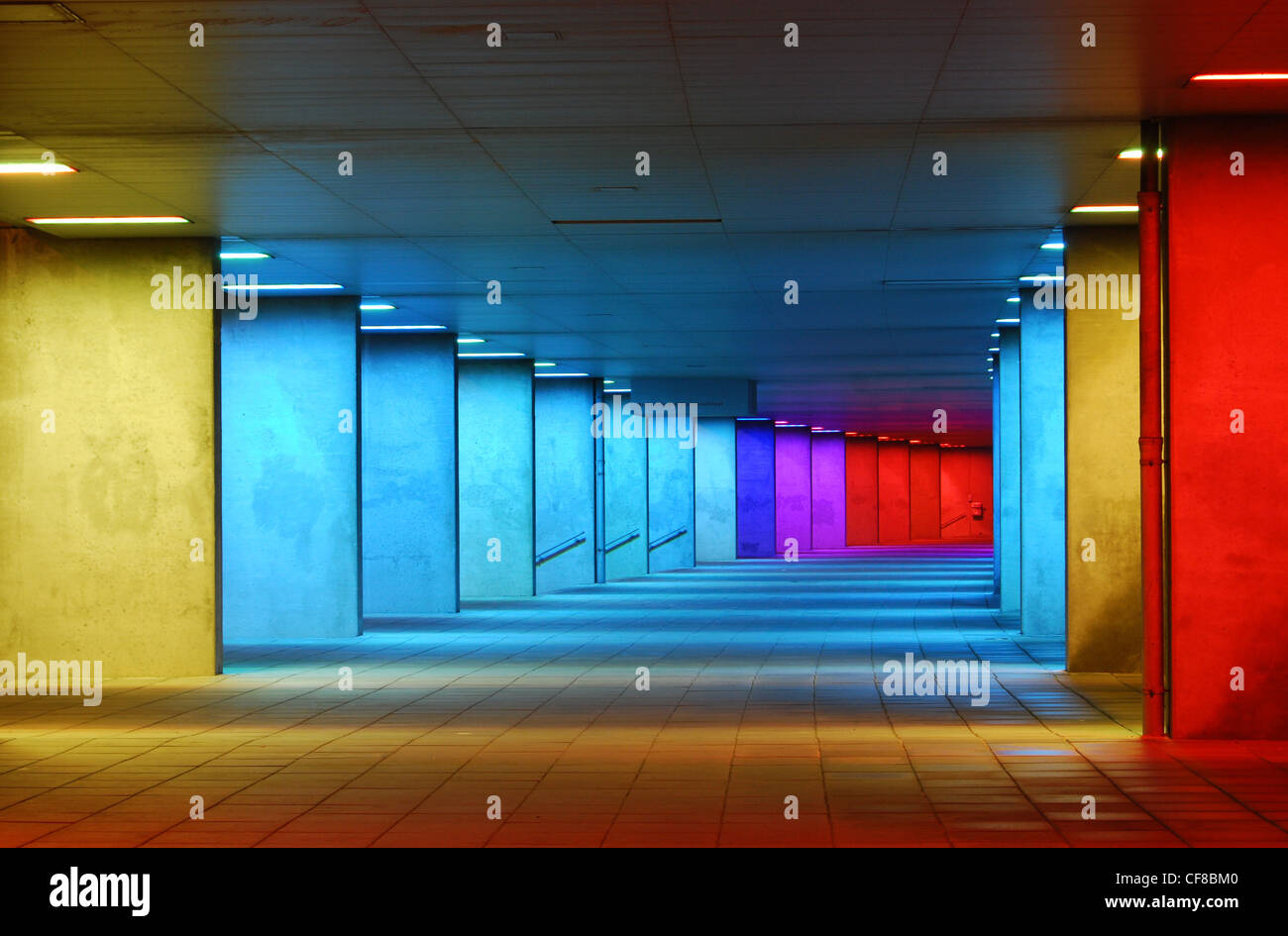 Multicoloured arcade at architecture museum in Rotterdam, Netherlands ...