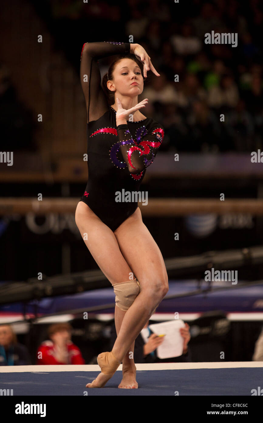 Georgia Simpson (AUS) competes in the floor exercise event at the 2012 ...
